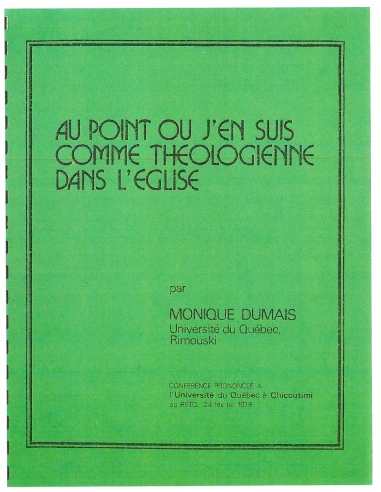 Au point où j'en suis comme théologienne dans l'Église - Monique Dumais